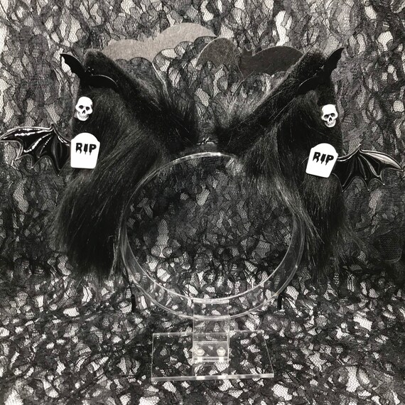 Black / White Batty Cat Pastel Kawaii Kitten Cat Ears Witch | Etsy