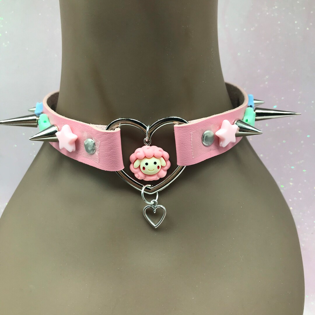 Pink ‘ Baa “ Pastel Kawaii Emo Goth Choker Necklace Collar Cat Kitten ...