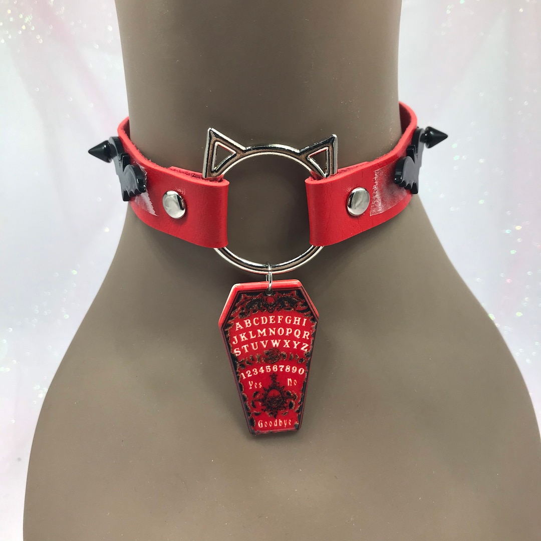 Red Black Direction Pastel Kawaii Emo Goth Choker Necklace Collar Cat ...