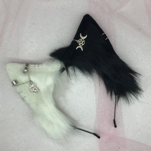 The Two Face Black White Pastel Kawaii Ears Candy Headband - Etsy