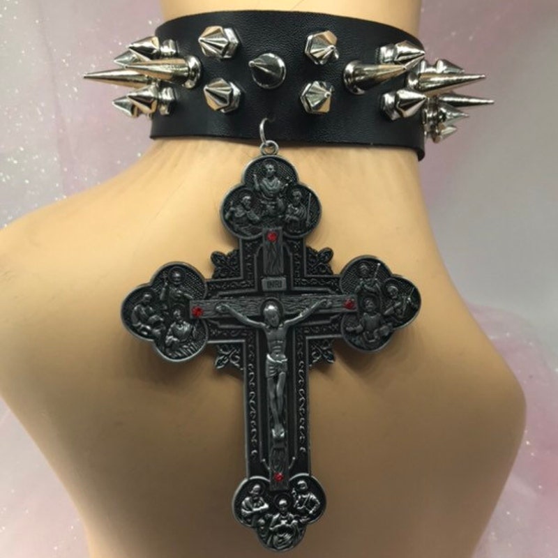 Cross Necklace Goth - Etsy