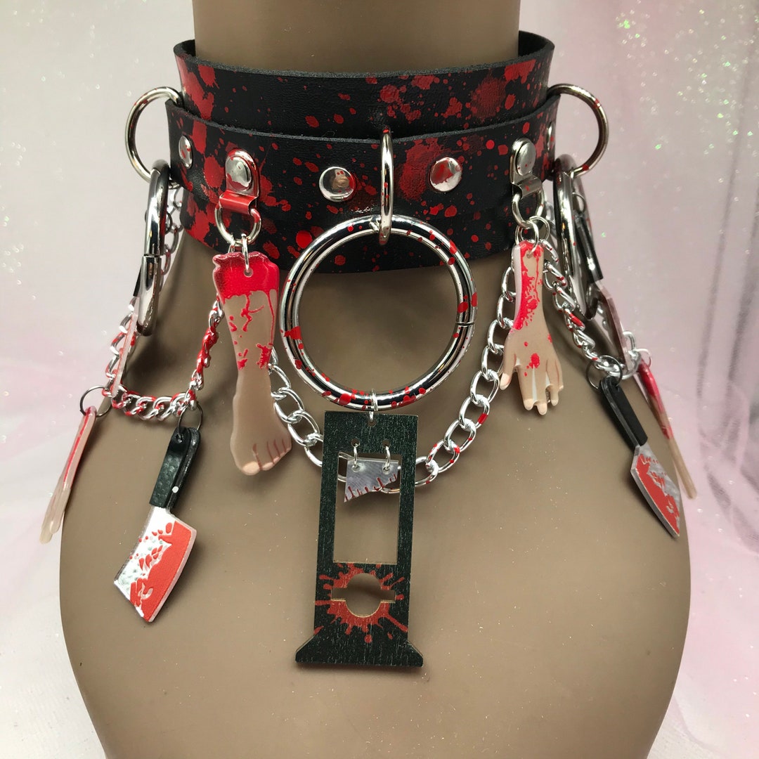Black “ Disassemble “ Pastel Kawaii Emo Goth Choker Necklace Collar ...