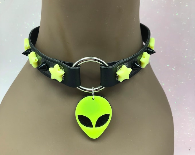 Yellow Black Encounter Pastel Kawaii Emo Goth Choker Necklace Collar ...