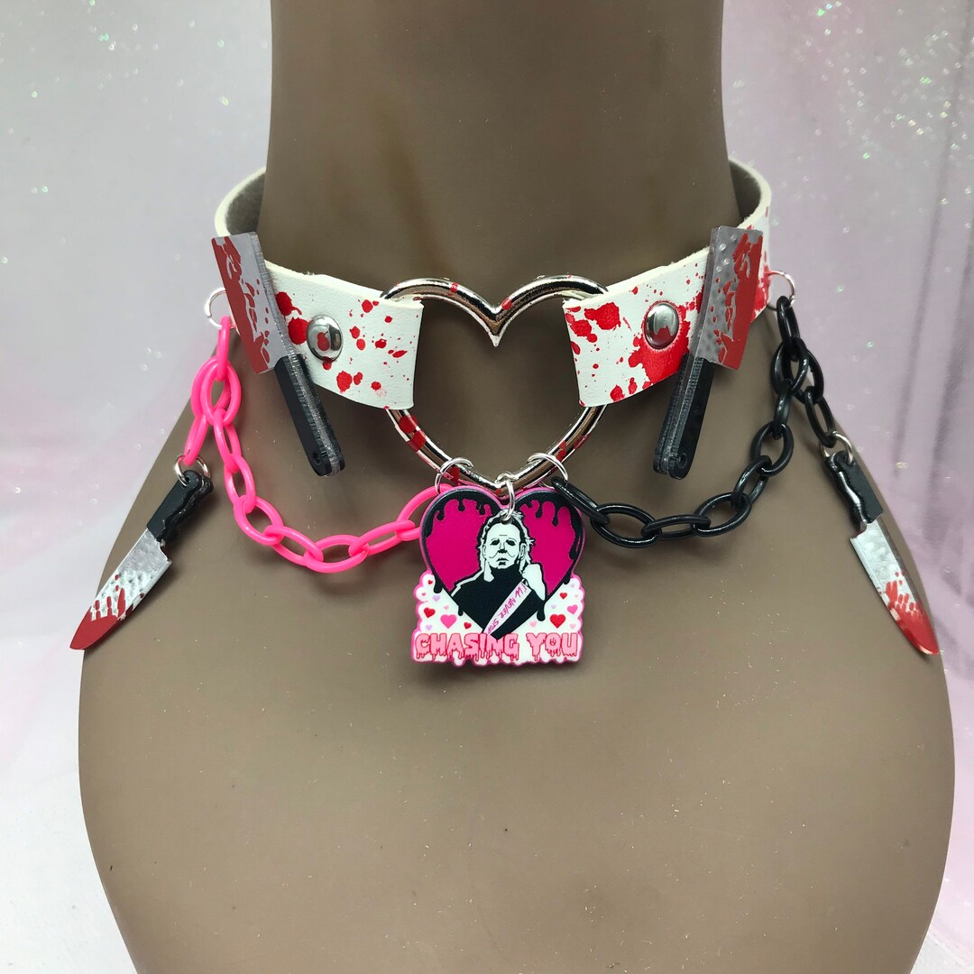 White“ Brotherly Love “ Gothic Emo Grunge Punk Choker Necklace Collar ...