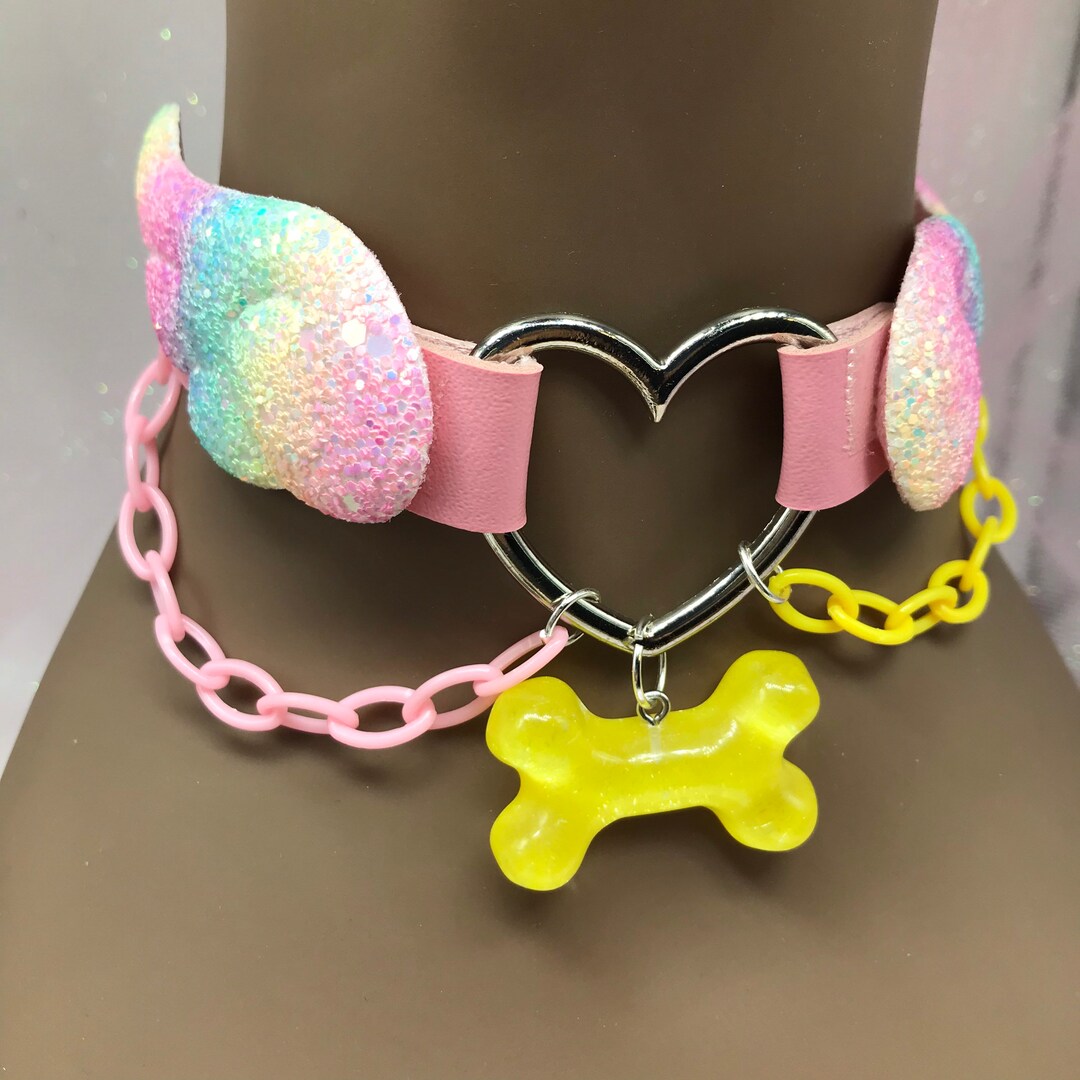 Pink Doggy Bone Pastel Kawaii Emo Goth Choker Necklace - Etsy