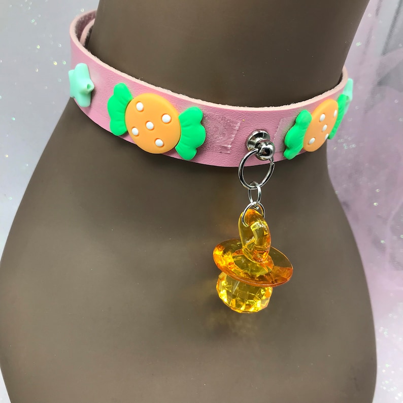 Orange Pink ‘ Ring Pop “ Pastel Kawaii Emo Goth Choker Necklace Collar ...