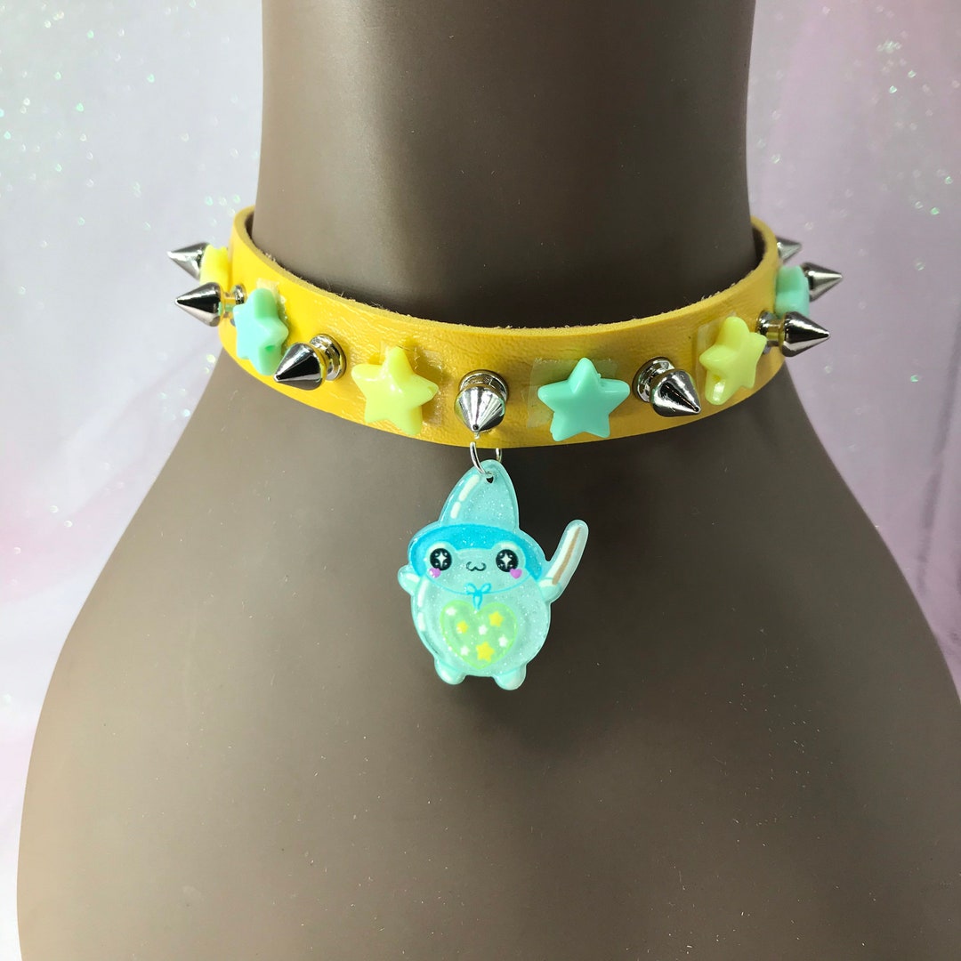 Yellow “ Wizard “pastel Kawaii Emo Goth Choker Necklace Collar Cat ...