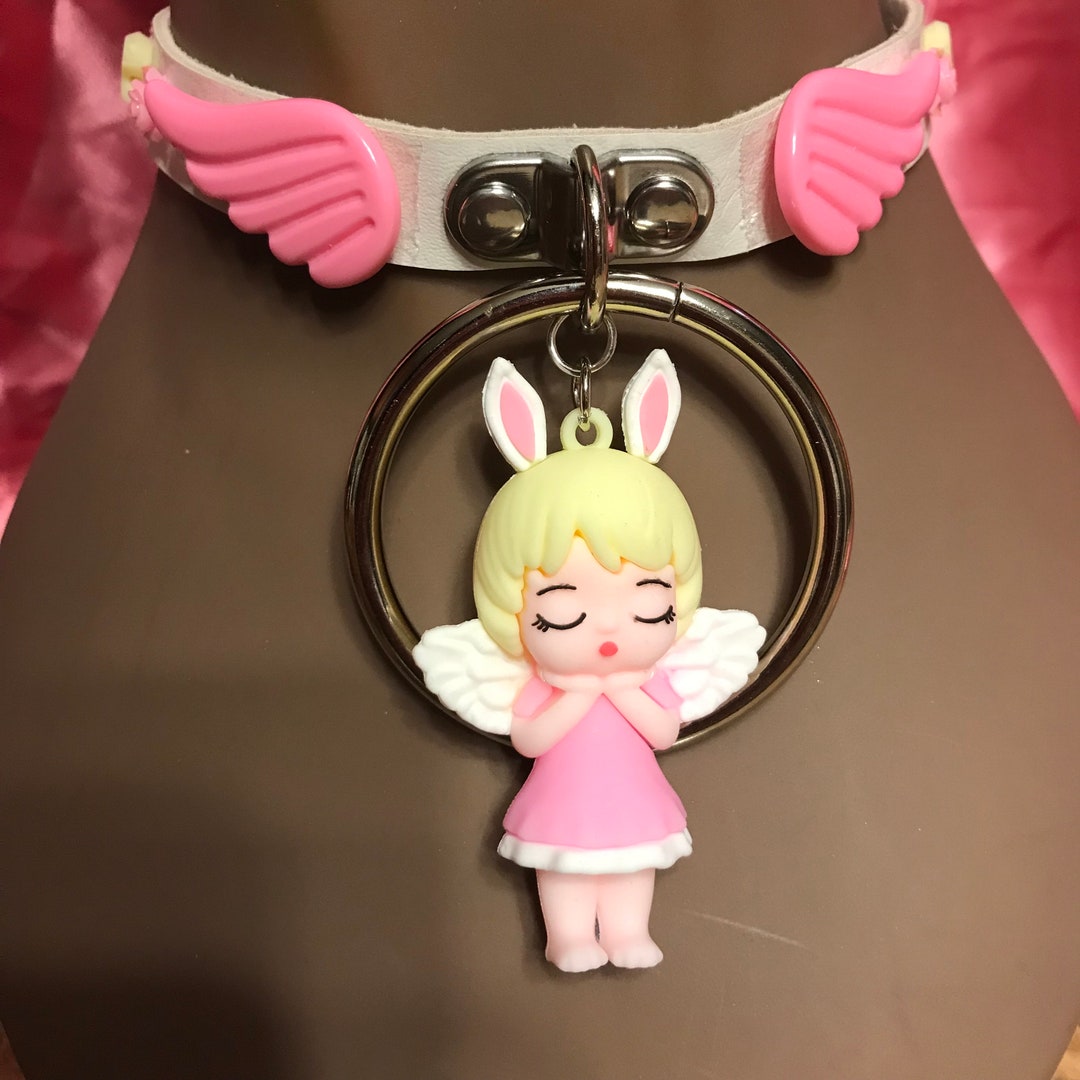 Pink White ‘ Prayer Bunny “ Pastel Kawaii Emo Goth Choker Necklace ...