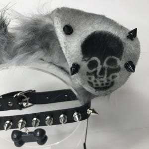 Skull White Black Puppy Halloween Horror Dog Ears Spiked Headband Head ...
