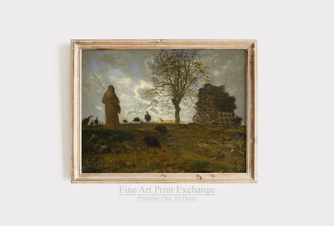 Jean-francois Millet, Autumn Landscape With a Flock of Turkeys, Fine ...