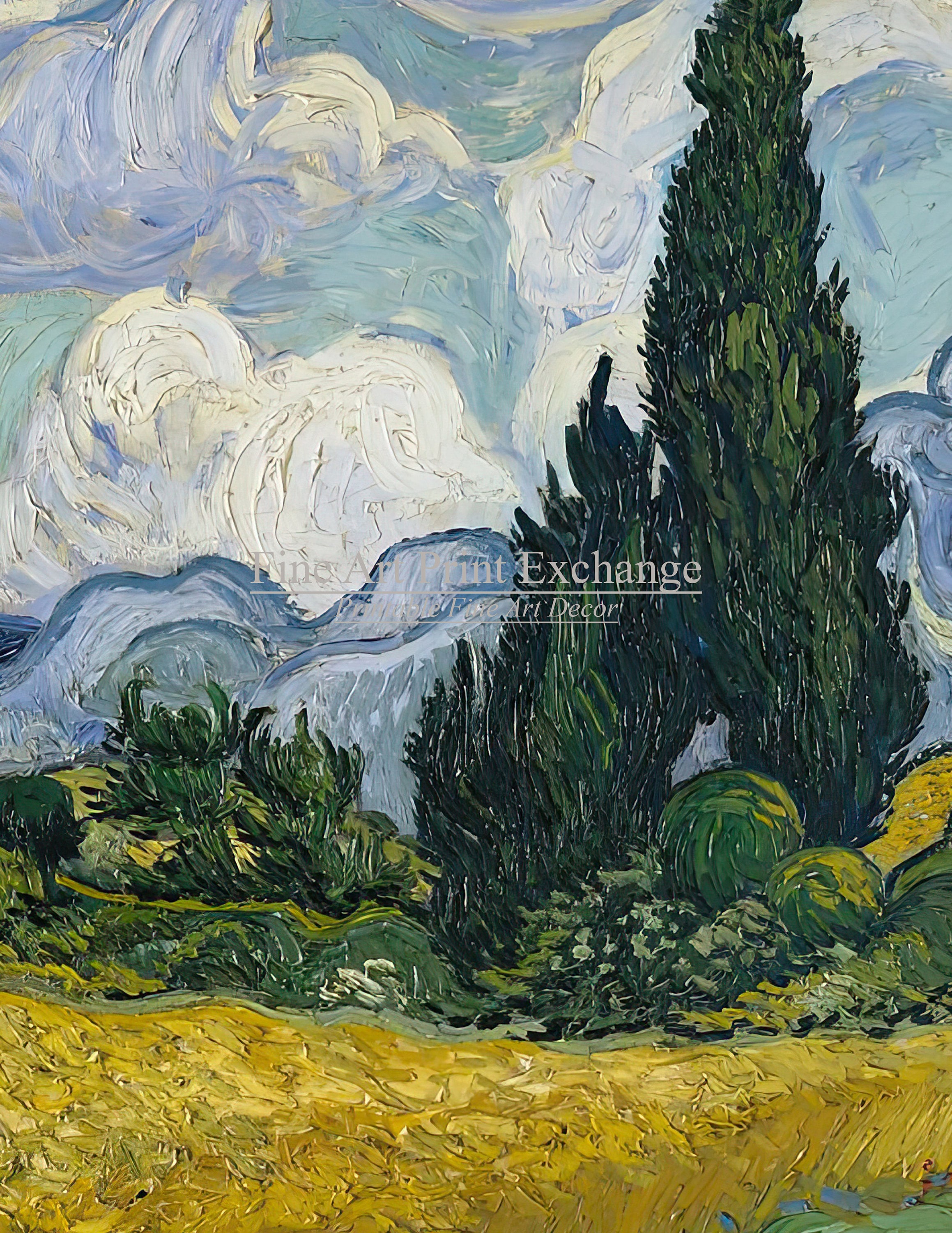 Vincent Van Gogh, Wheat Field With Cypresses, Fine Art Print Decor ...