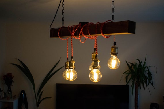 Handmade Rustic Wooden Beam Light Chandelier Ceiling Lamp | Etsy