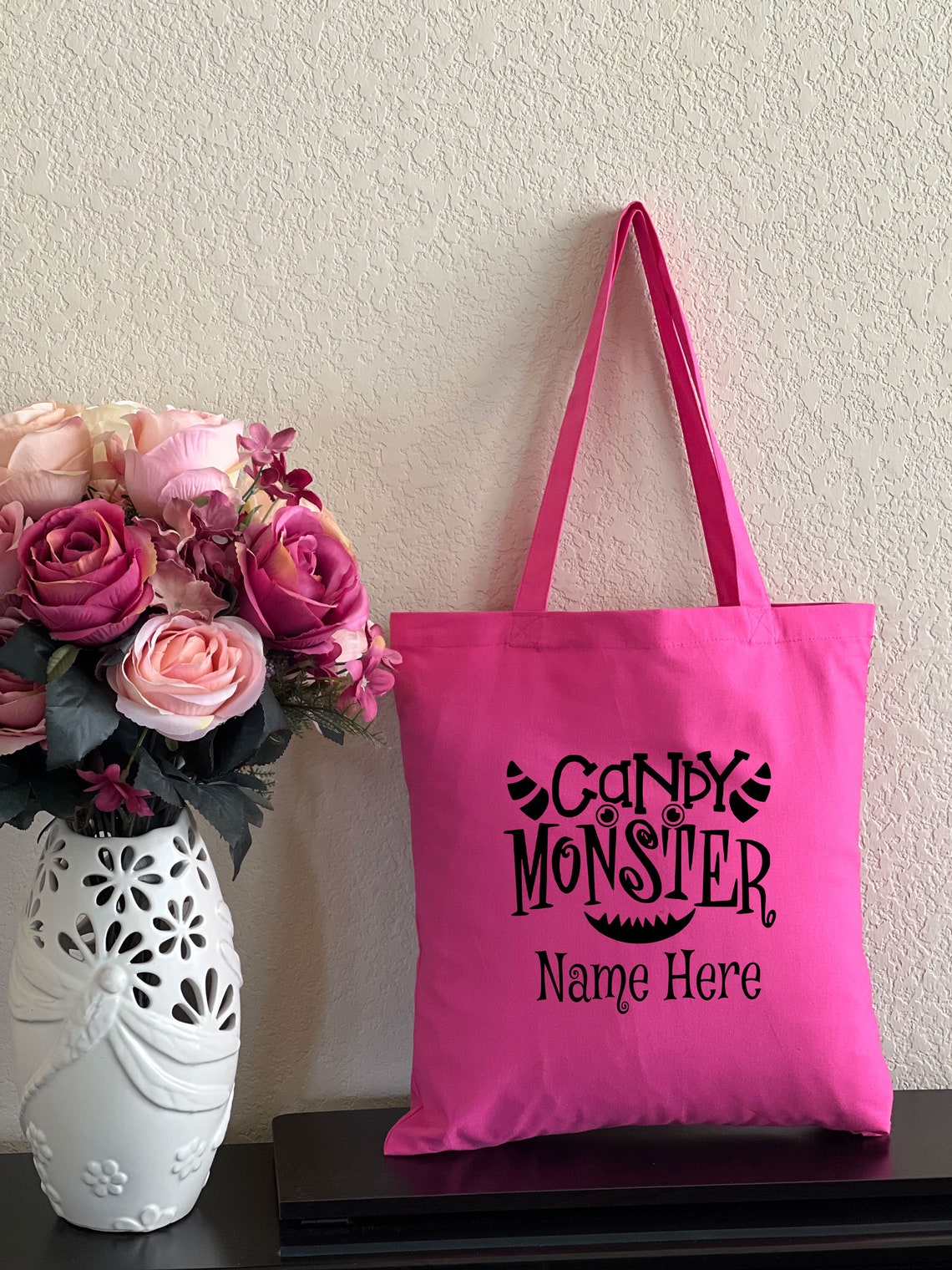 Custom Candy Monster Bag, Personalized Halloween Bag, Canvas Candy Bag ...