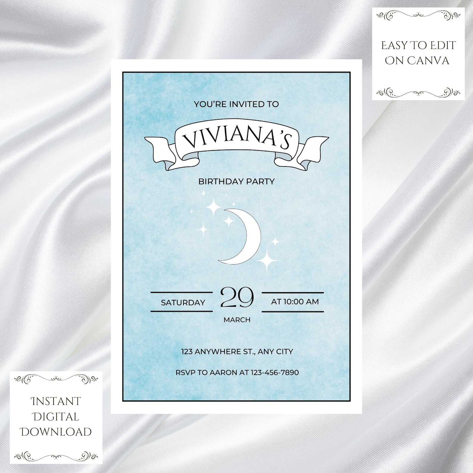 Luna Loteria Birthday Party Invitation, Editable Digital Template ...