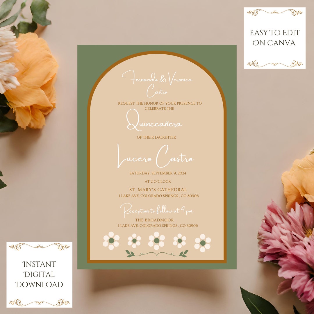 Mexican Barro Quinceanera Invitation, Editable Digital Template ...