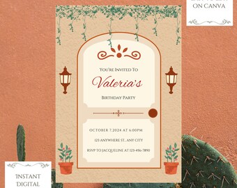 Mexican Sarape Birthday Party Invitation, Editable Digital Template - Etsy