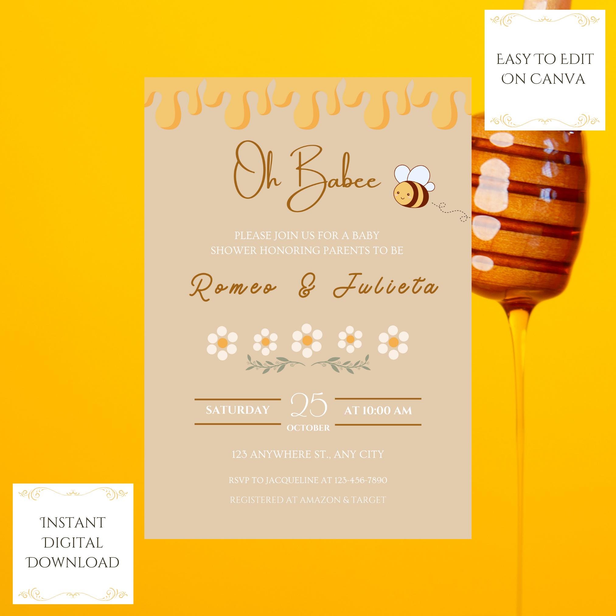 Mexican Barro Bee Baby Shower Invitation (digital Template) - Etsy
