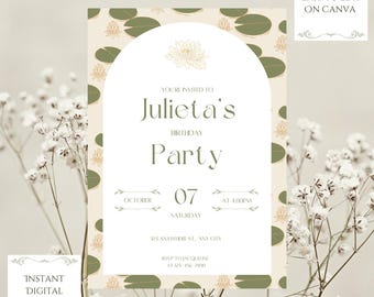 June Birth Flower Birthday Invitation, Editable Digital Template ...