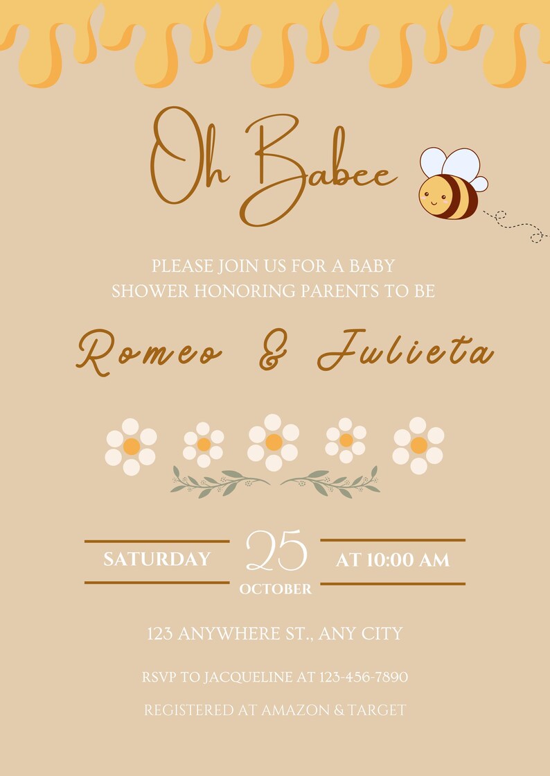 Mexican Barro Bee Baby Shower Invitation (digital Template) - Etsy