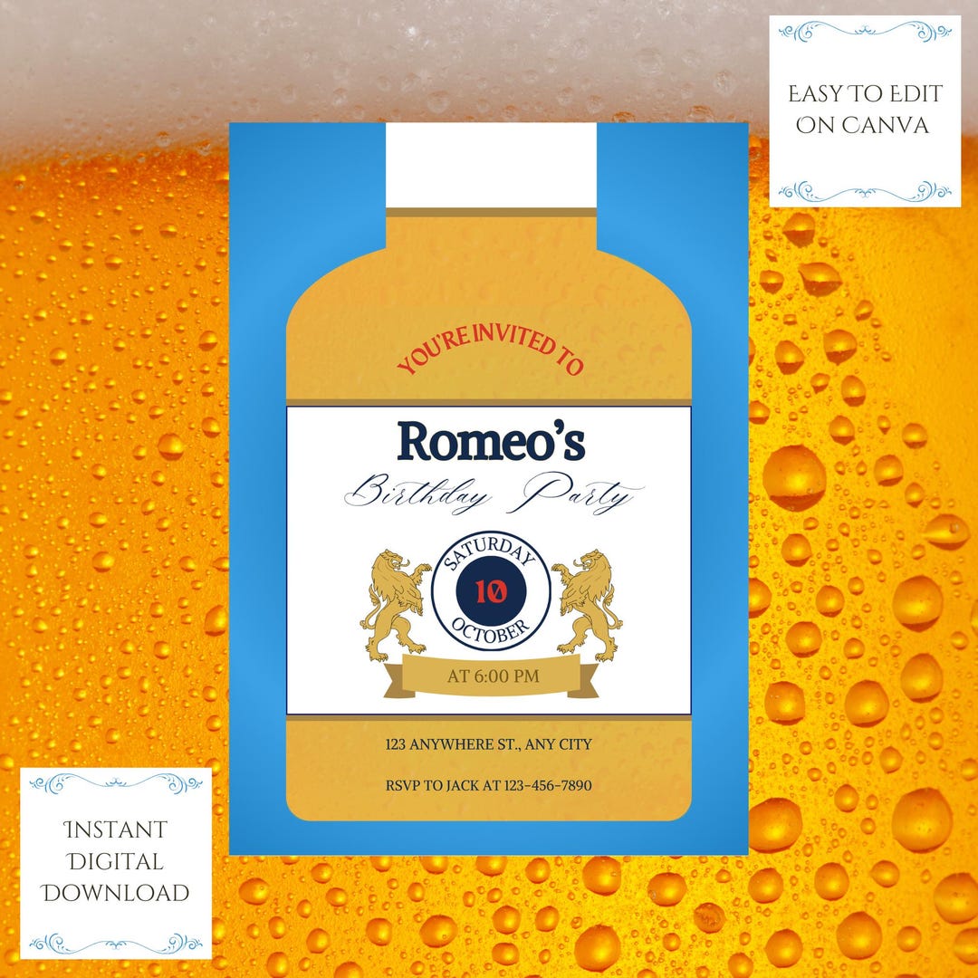 Mexican Beer Birthday Party Invitation, Modelo, Editable Digital ...