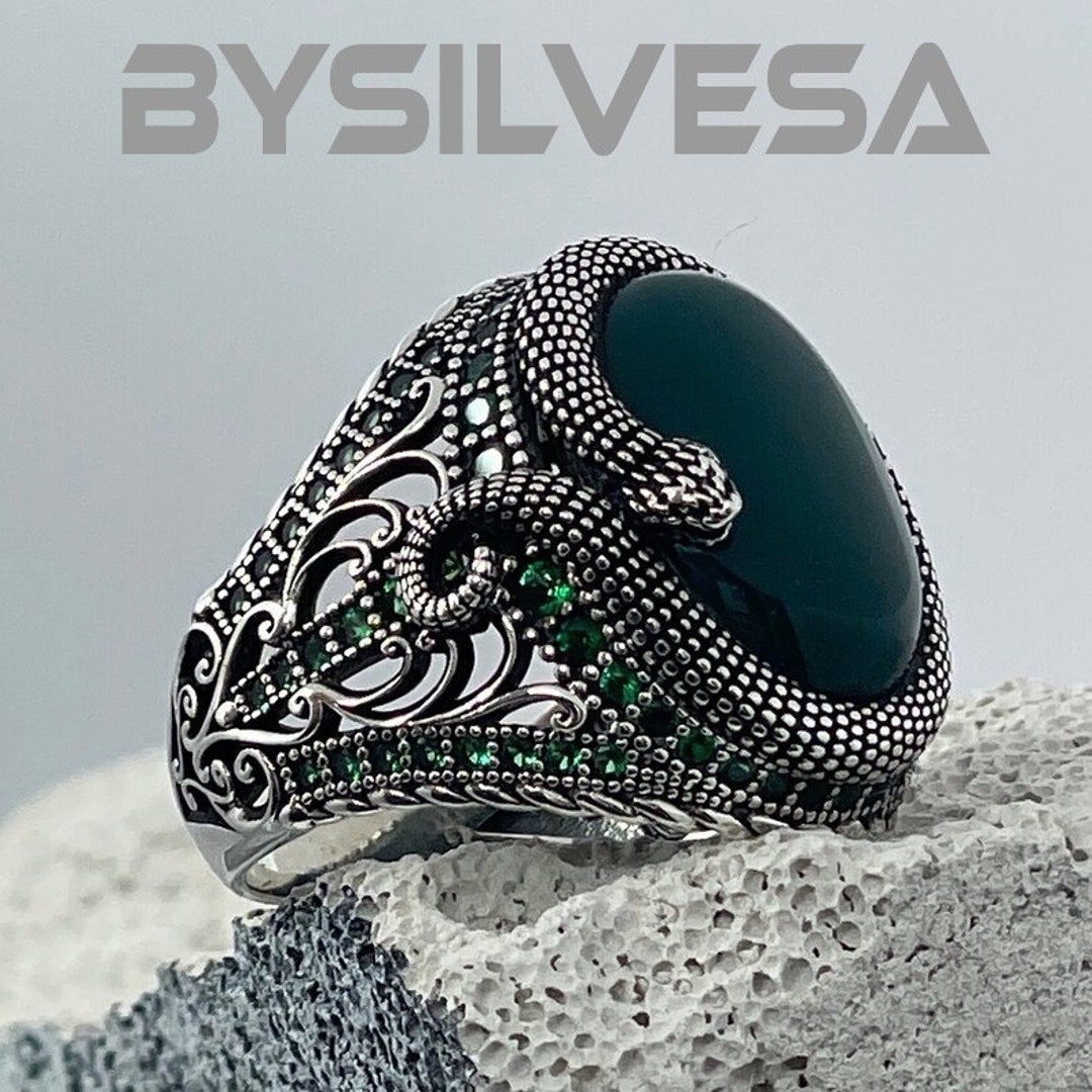 Snake Symbol Green Gemstone Ring Green Zircon Ring Snake - Etsy