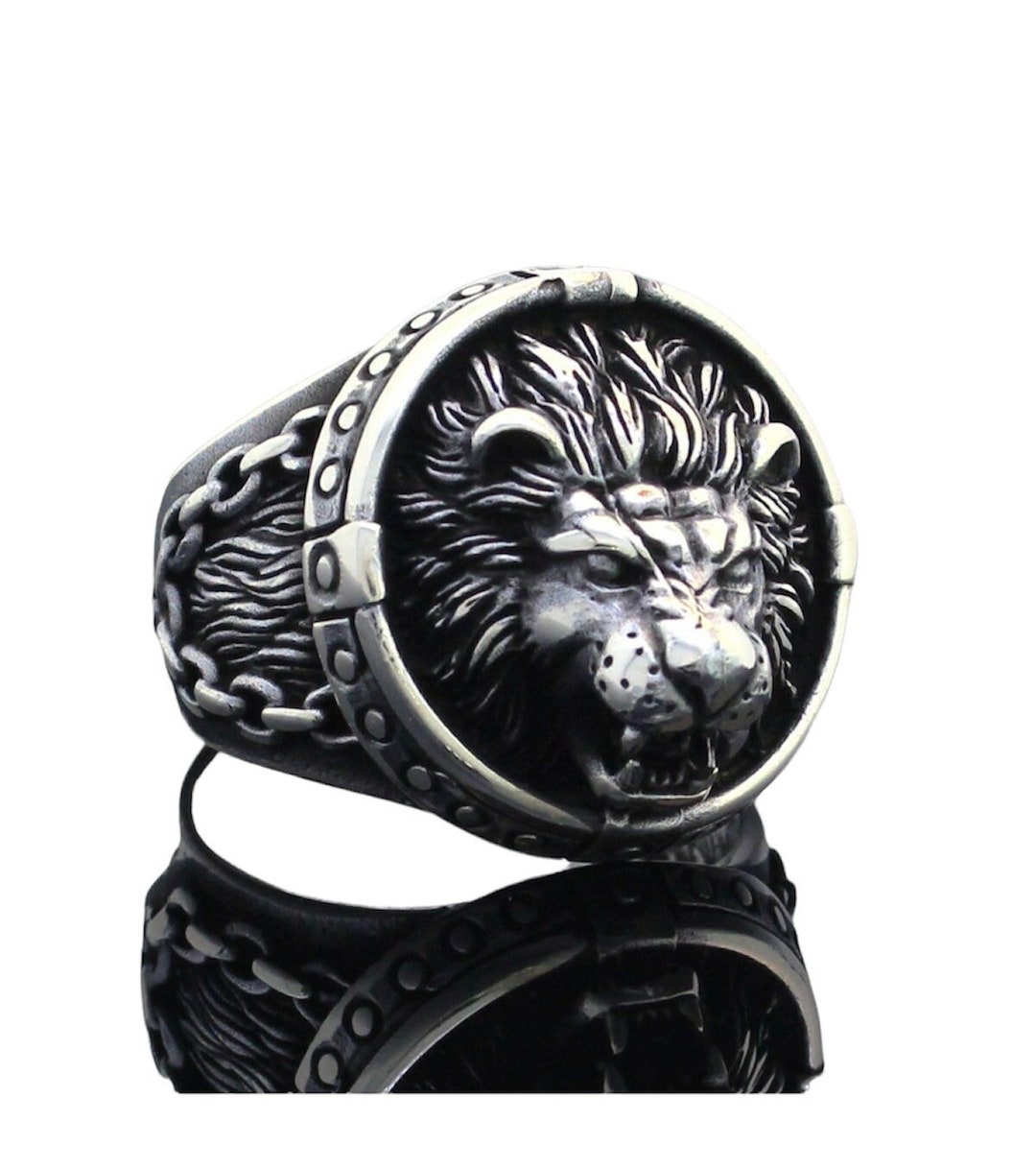 Maned Lion King Signet Ring, Roaring Lion Ring, Lion King Handmade ...