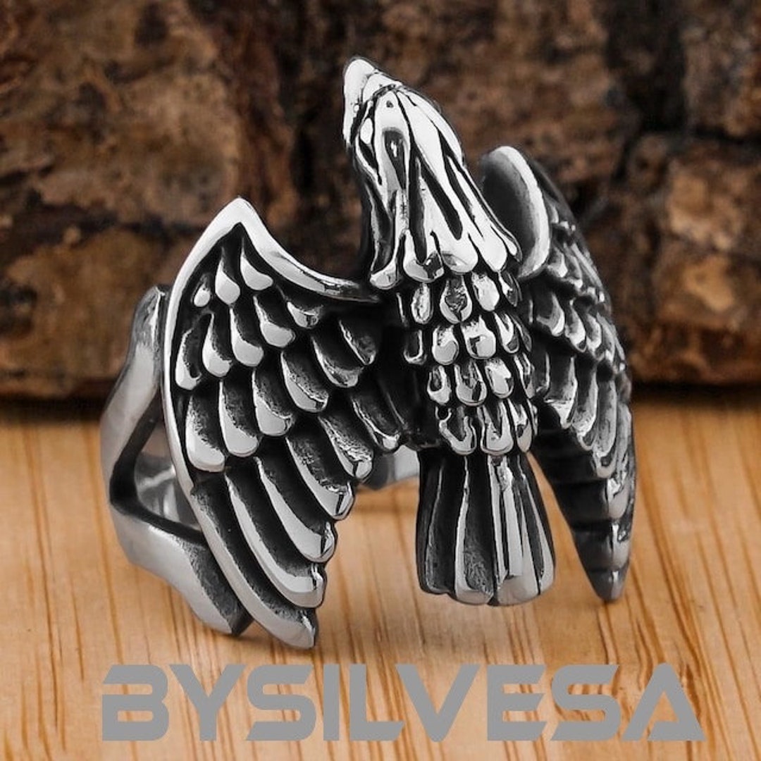 Handmade 925 Sterling Silver Ring Viking Raven Ring Gothic - Etsy