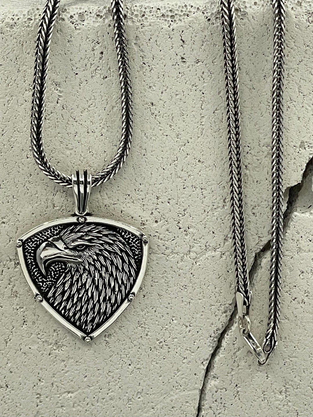 Handmade Eagle Necklace, Eagle Sterling Silver Bird Necklace, American ...