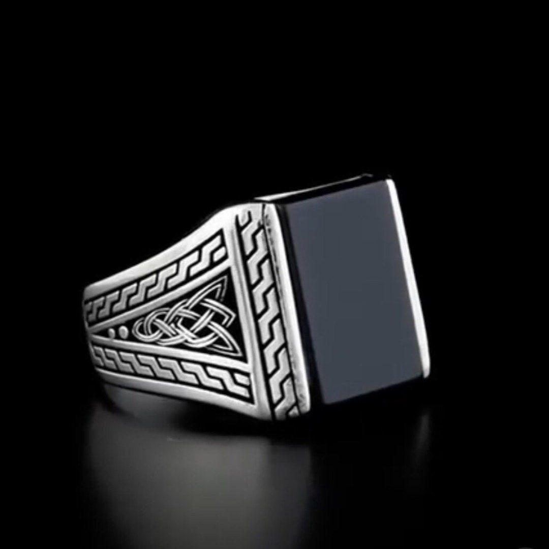 Scandinavian Motif Handmade Sterling Silver Men Ring, Viking Warrior ...