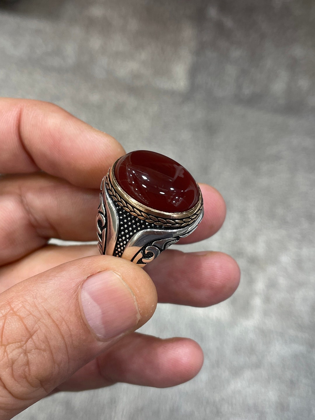 Red Agate Signet Ring Men Men's Handmade Silver Ring 925 - Etsy Singapore
