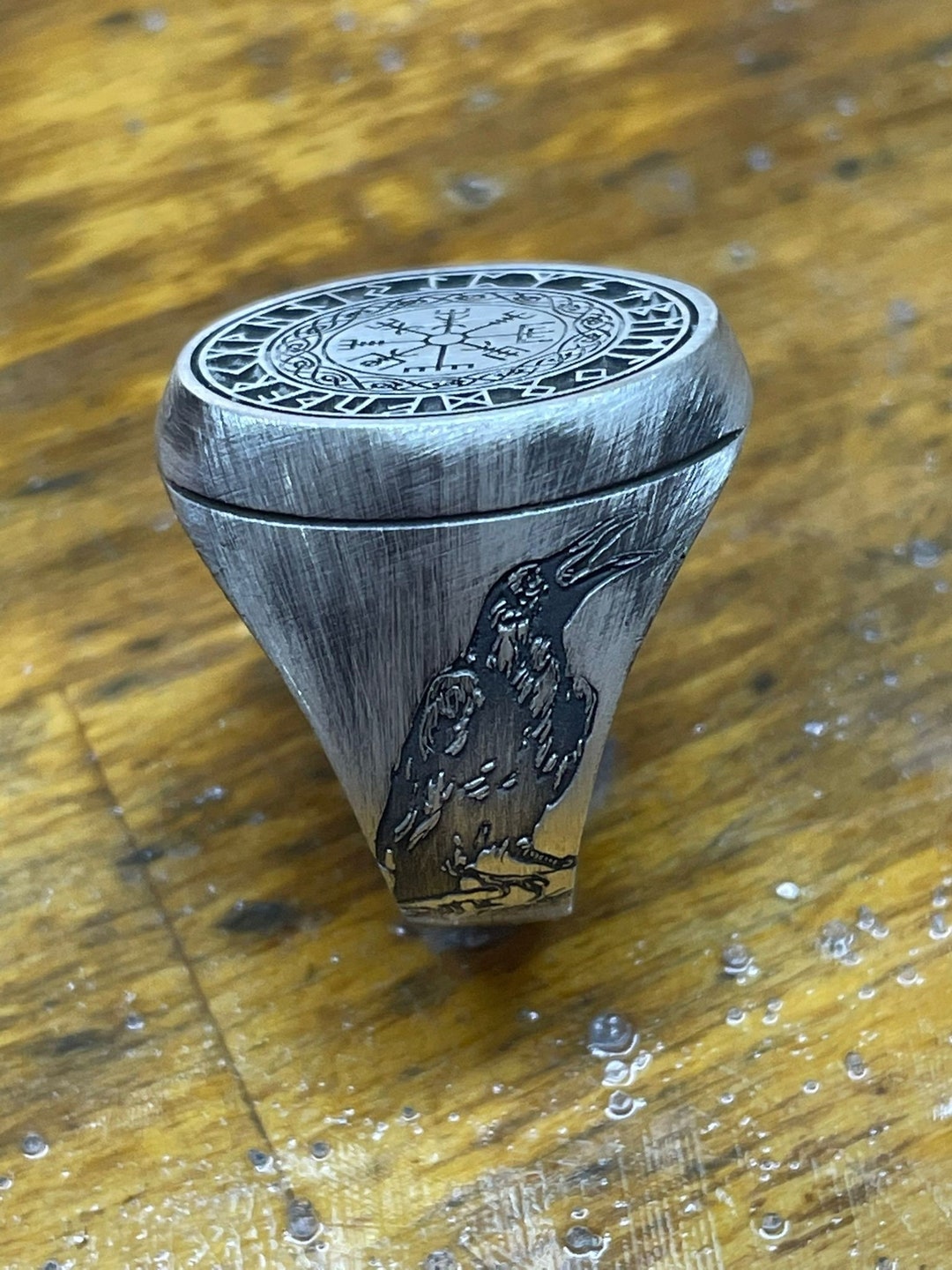 925 Silver Vegvisir Ring With Ravens on the Sides, Viking Ring, Viking ...