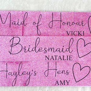 Personalised Glitter Hen Party Sashes, Hen, Hen Do, Hen Party, Wedding ...