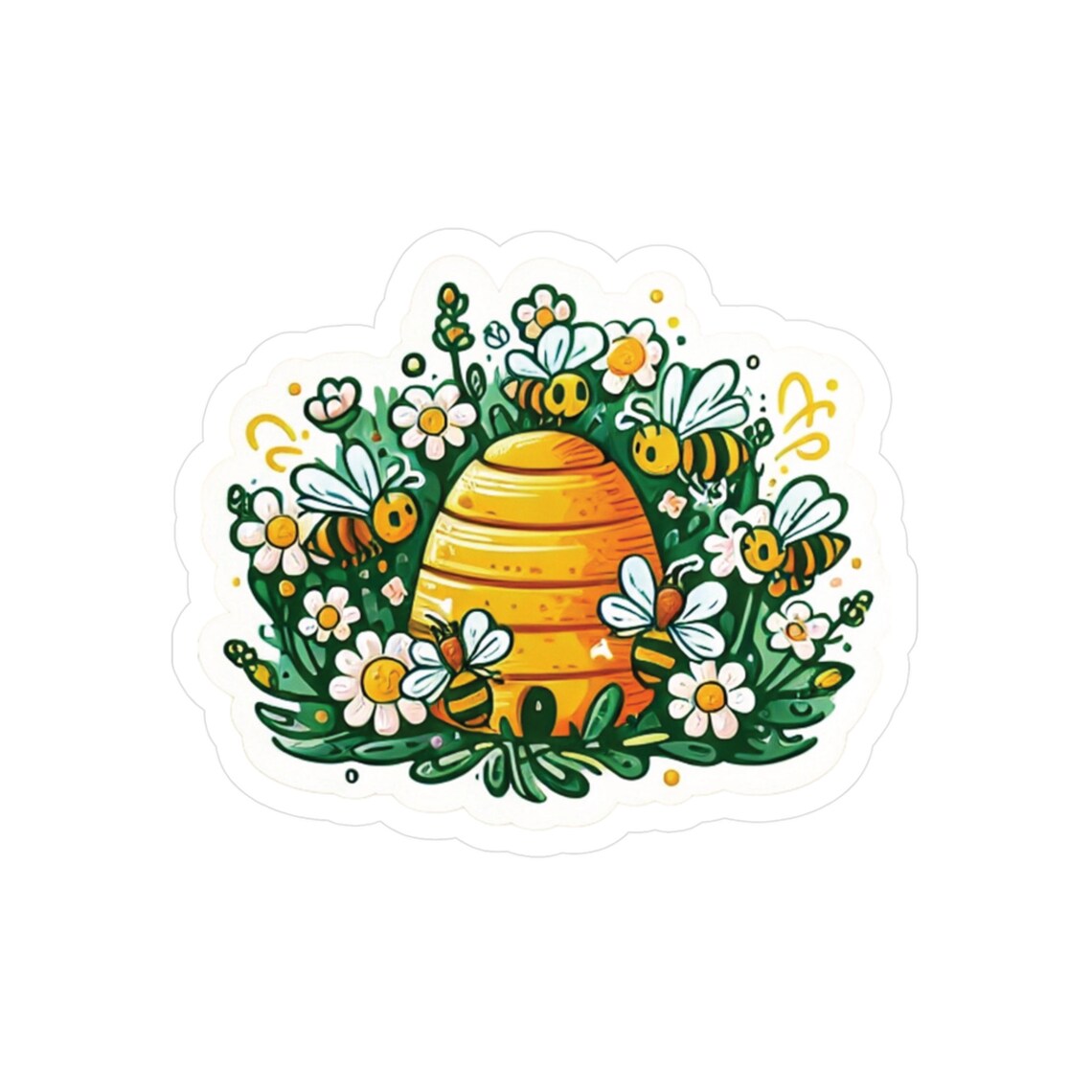 Cute Honeybees Beehive Flowers Vinyl Sticker Decal - Etsy