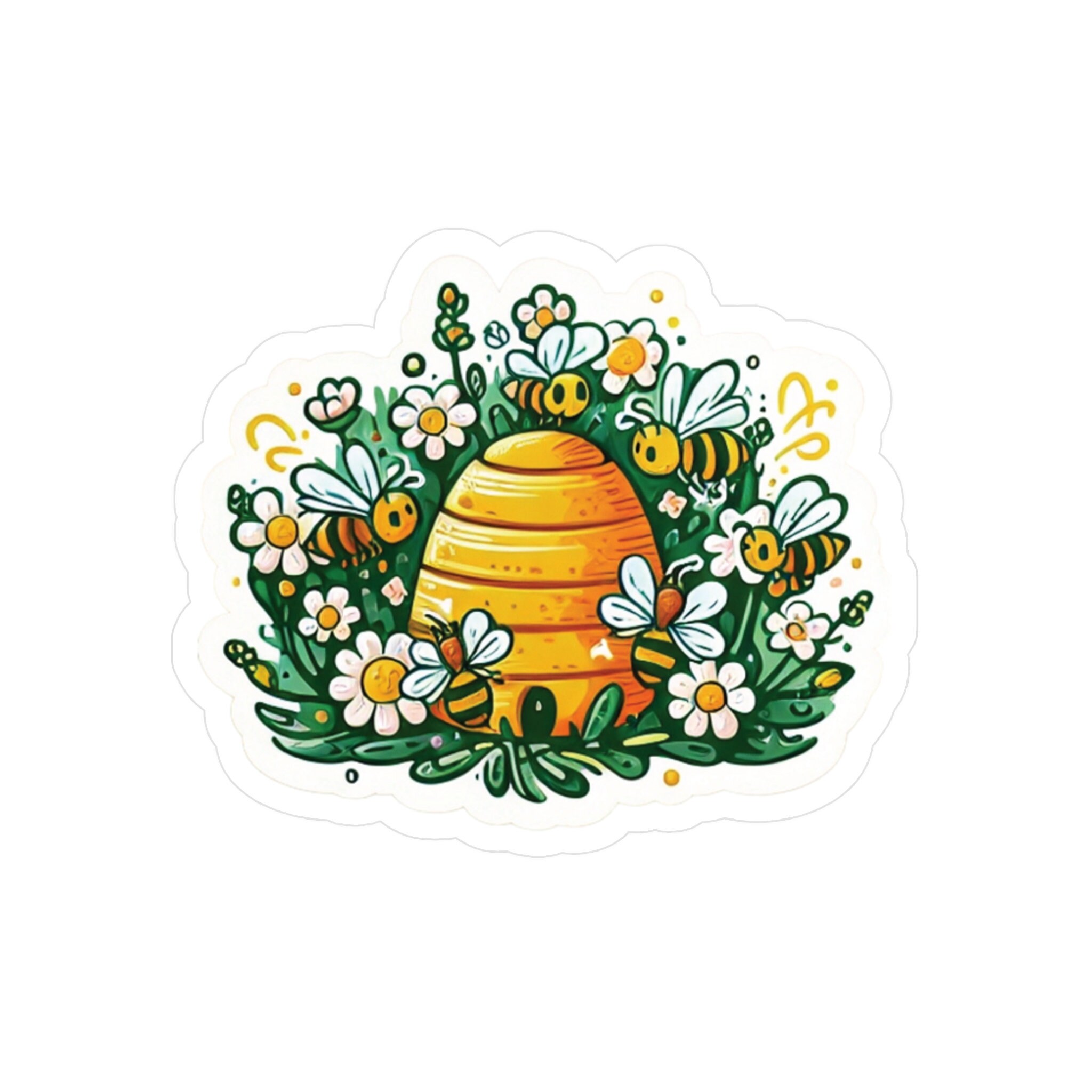 Cute Honeybees Beehive Flowers Vinyl Sticker Decal - Etsy