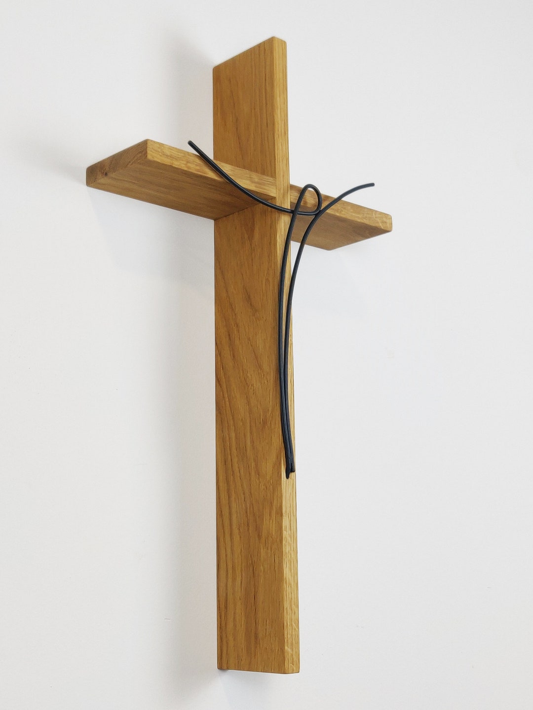 Extra Large Oak Wall Cross With Aluminum Corpus - Handmade Crucifix - Etsy