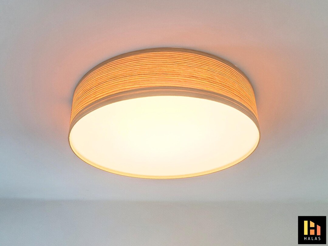 Handmade Wood Veneer Ceiling Light: Modern Scandinavian Flush Mount - Etsy
