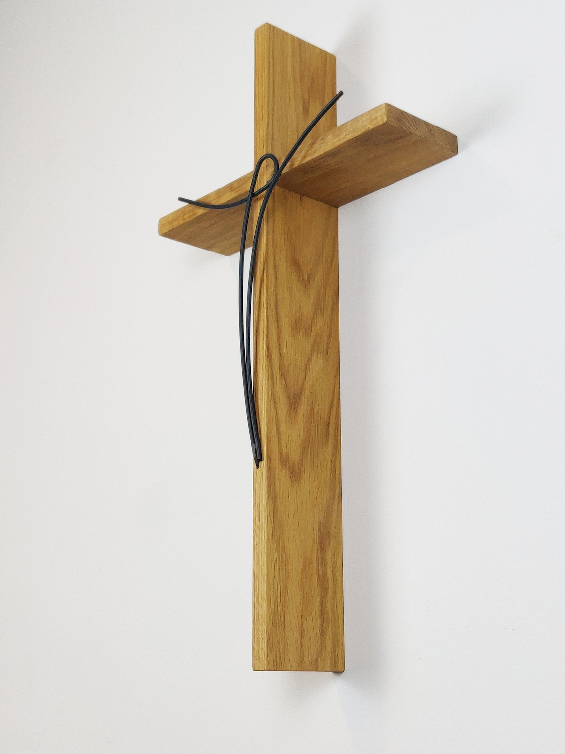 Extra Large Oak Wall Cross With Aluminum Corpus - Handmade Crucifix - Etsy