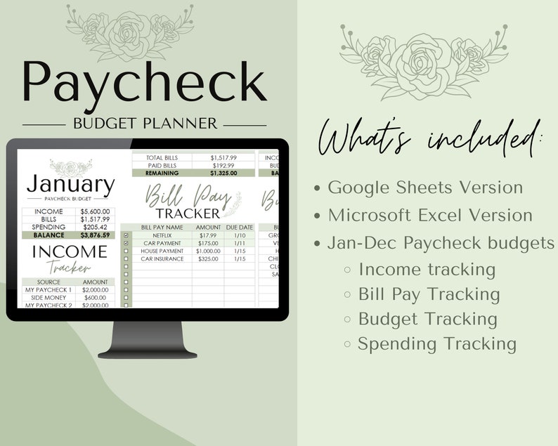 Budget Template, Digital Finance, Adhd Planner, Bill Tracker, Excel ...
