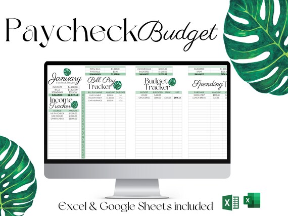 Excel Budget Template Planner Weekly Paycheck Digital | Etsy