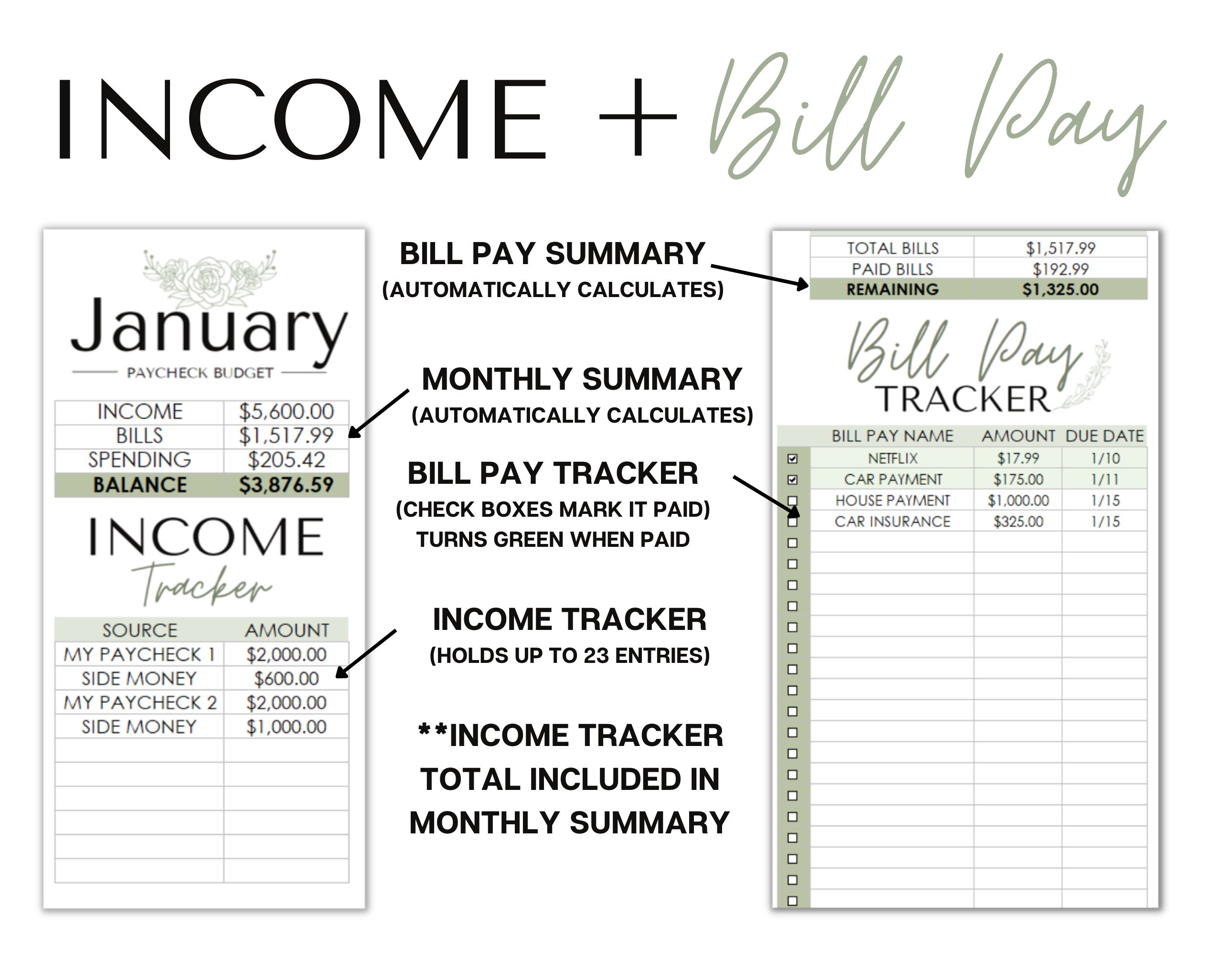 Budget Template, Digital Finance, Adhd Planner, Bill Tracker, Excel ...