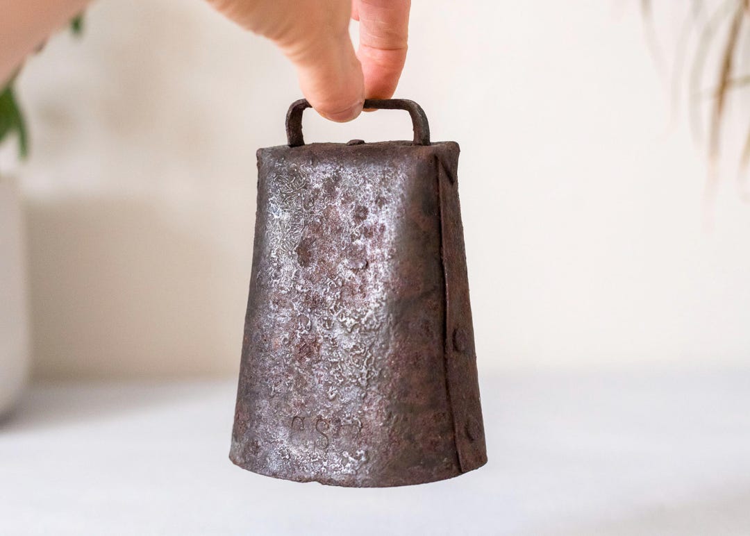 Antique Large COW BELL, Primitive Rusty Cow Bell, Handmade Victorian ...