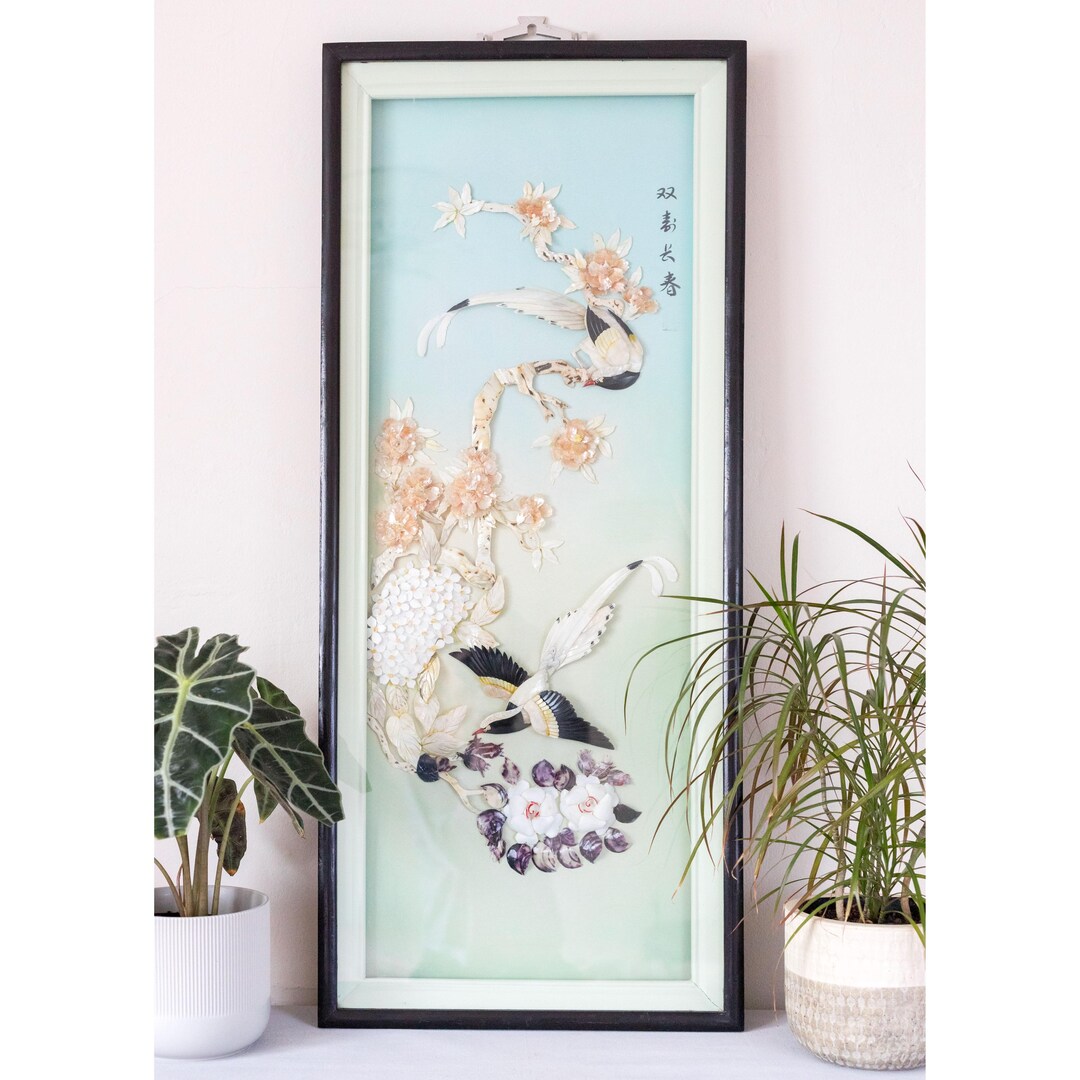 ASIAN SHADOW BOX, Vintage Shibayama Art, Mother-of-pearl & Abalone ...