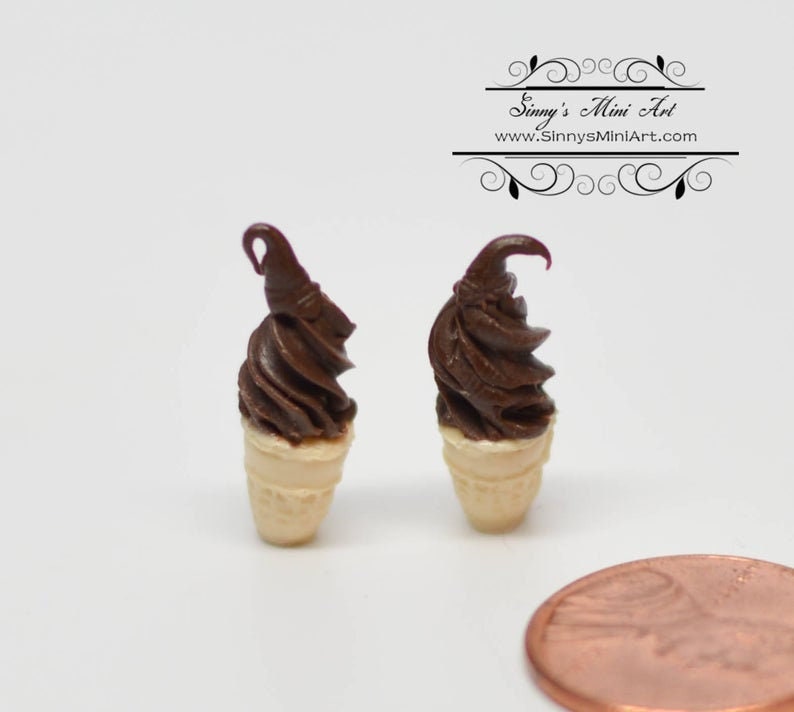 Milk and Chocolate Ice Cream Box Miniature Ice Cream Set 2 Piece Set ...