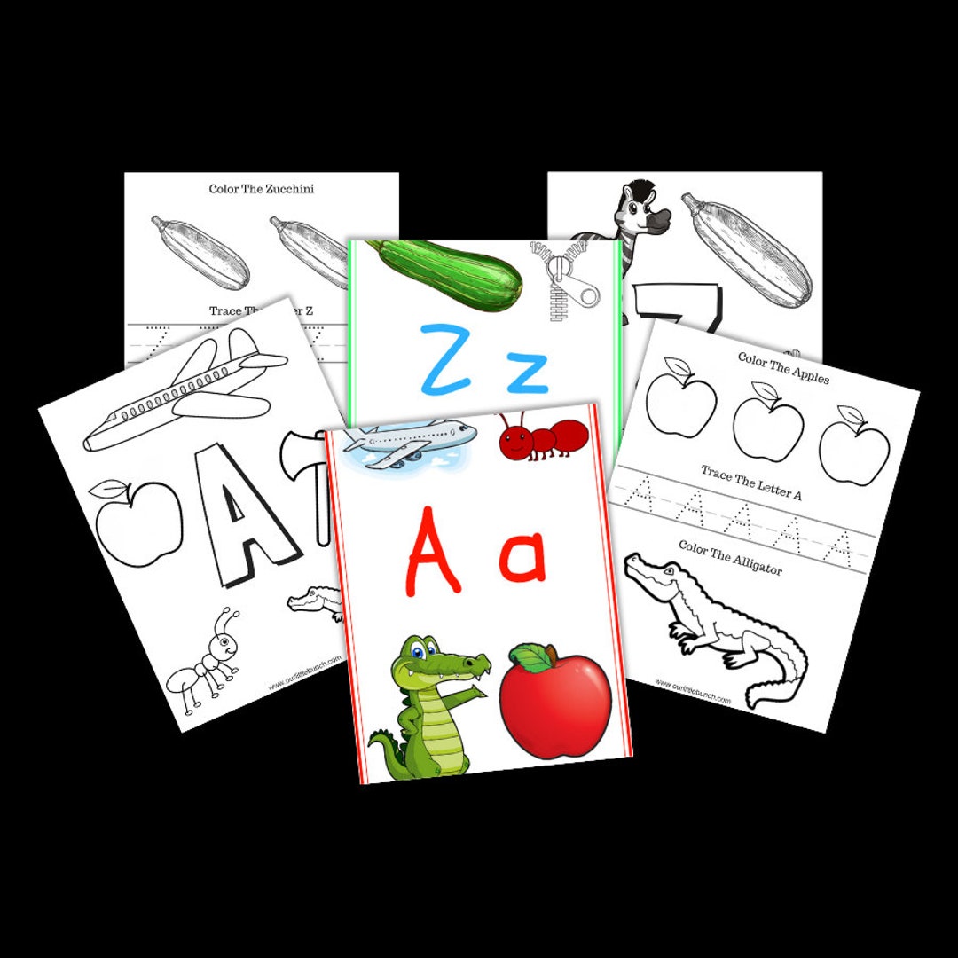 Alphabet Worksheets and Coloring Pages With BONUS Flashcards - Etsy Canada