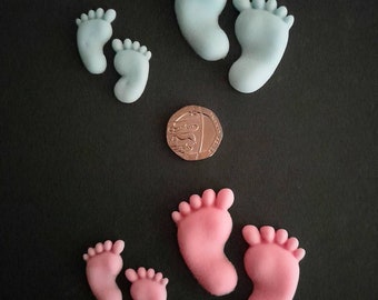 24 X Pre Cut or Un Cut Baby Shower Feet Pink Rice Wafer Paper Cup Cake ...