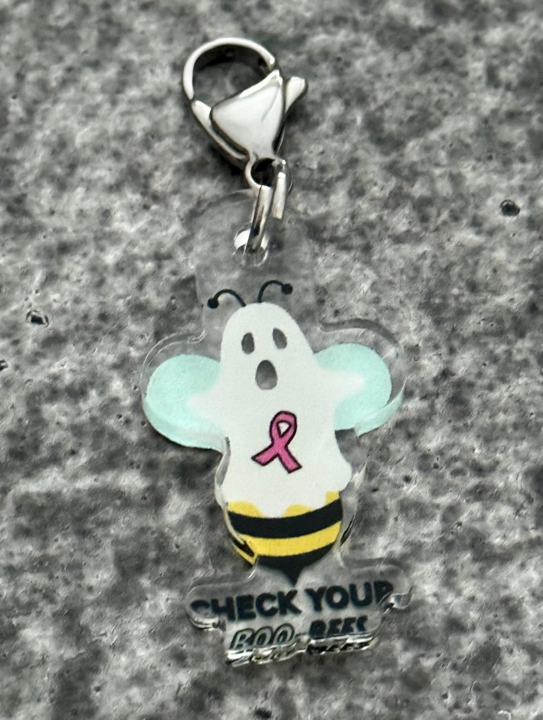 Check Your Boo-bees Charm - Breast Cancer Awareness Badge Reel Charm - Etsy
