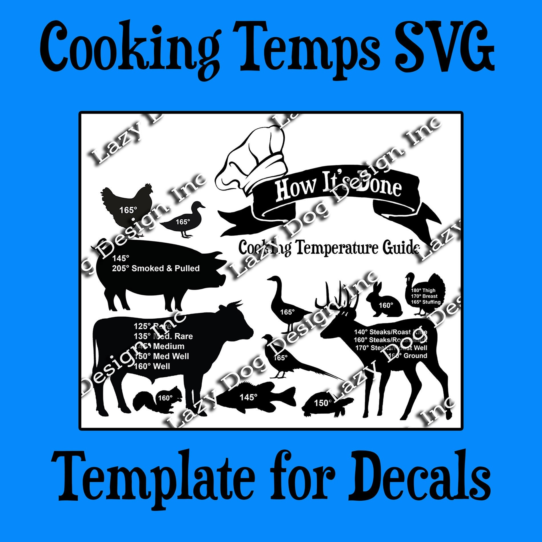 SVG Digital Cut File Template for Decal - Meat Cooking Temps Chart - Etsy