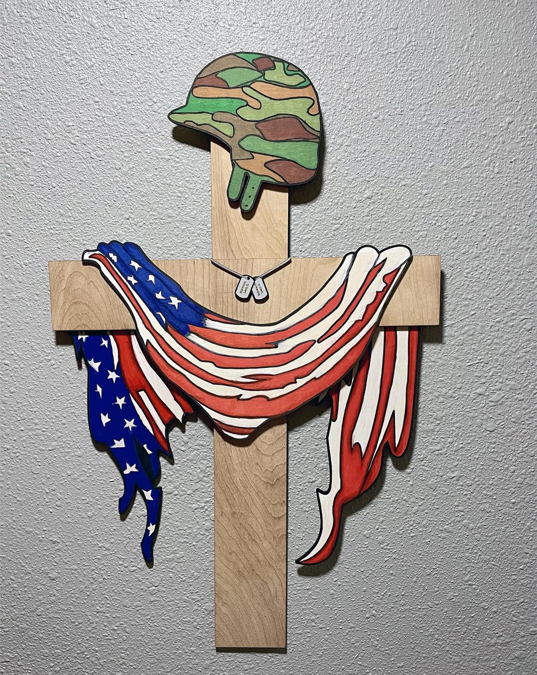 SVG Cut File Personalized Military Cross With Flag Memorial - Etsy