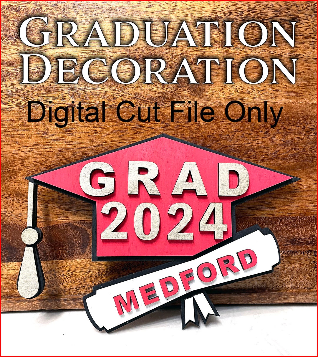 SVG Cut File for Laser 2024 Graduate Decoration 3 Layers - Etsy