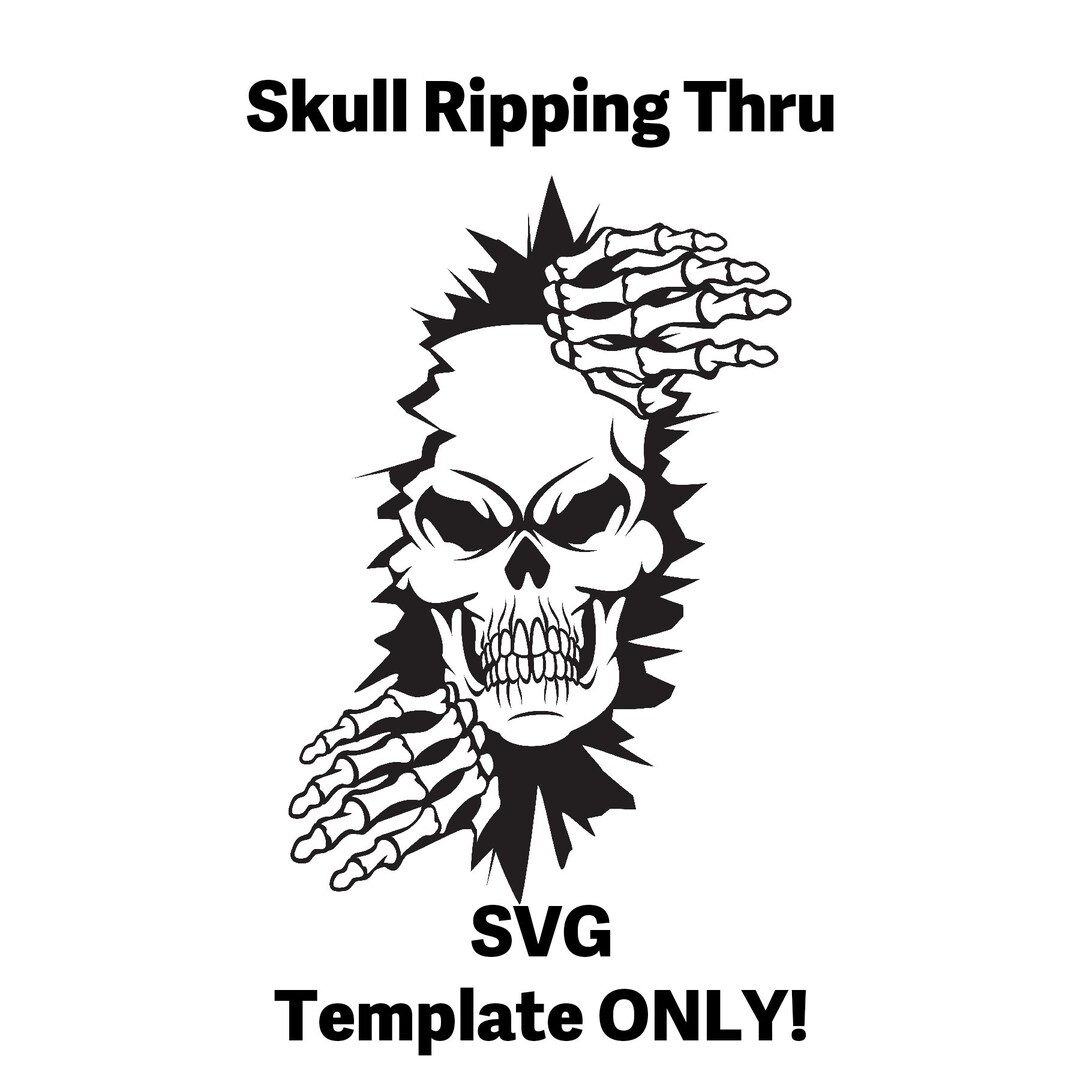 SVG Digital Cut File Template Skull Ripping Thru - Etsy UK